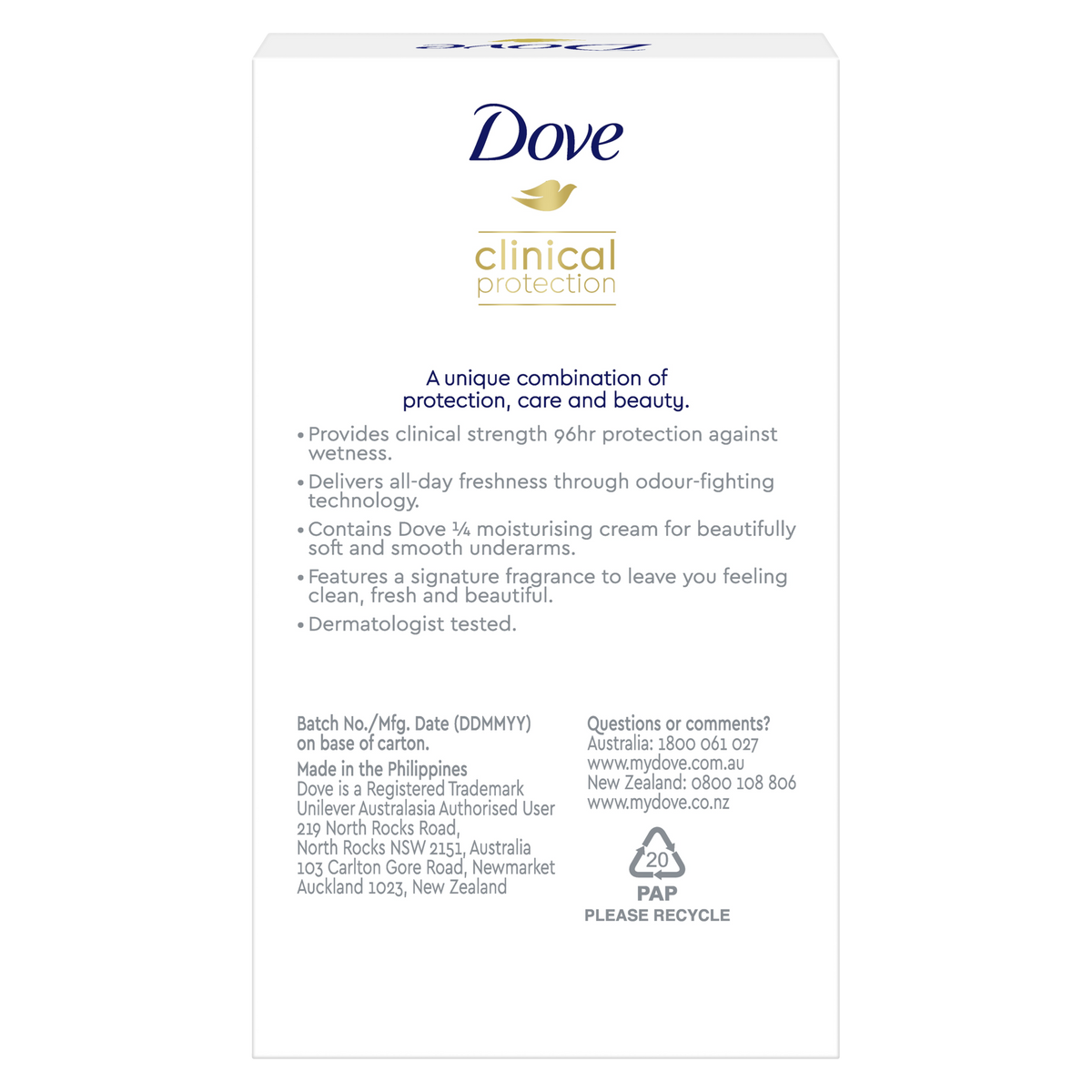 Buy Dove Clinical Antiperspirant Deodorant Fresh Touch 48g – Alive ...