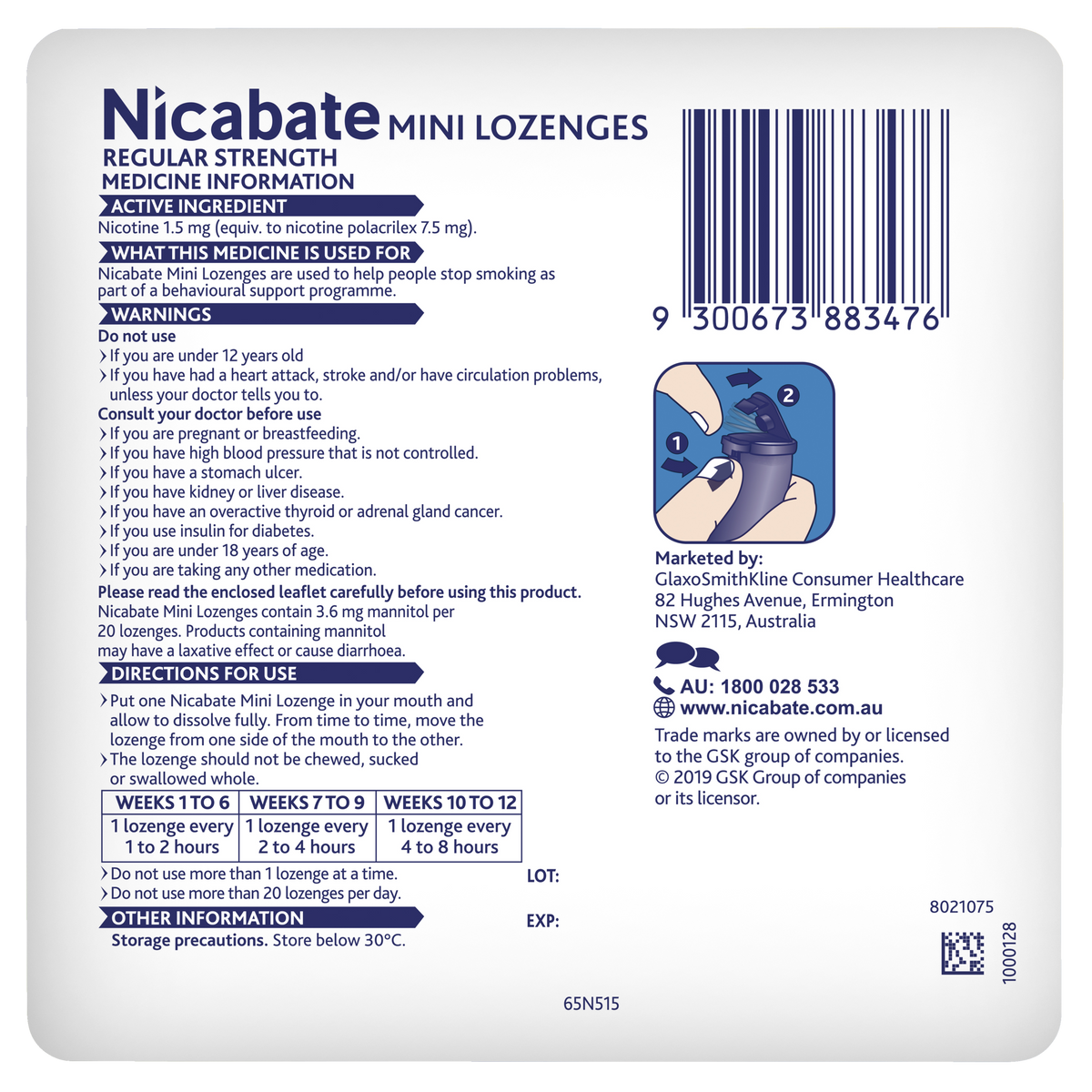 Buy Nicabate Mini Lozenge Quit Smoking Nicotine 1.5mg Regular Strength ...