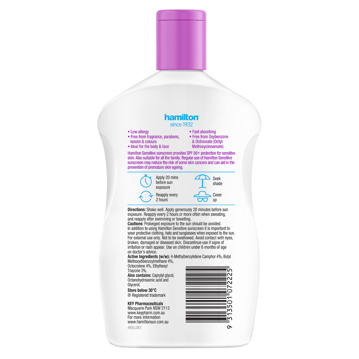 Buy Hamilton Sensitive Lotion SPF 50+ 265mL – Alive Pharmacy Warehouse
