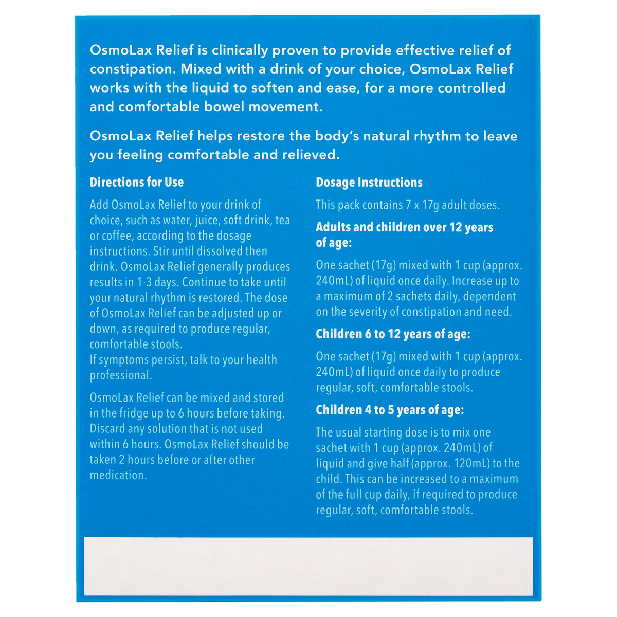 Buy OsmoLax Relief Sachet Pack 7x17g – Alive Pharmacy Warehouse