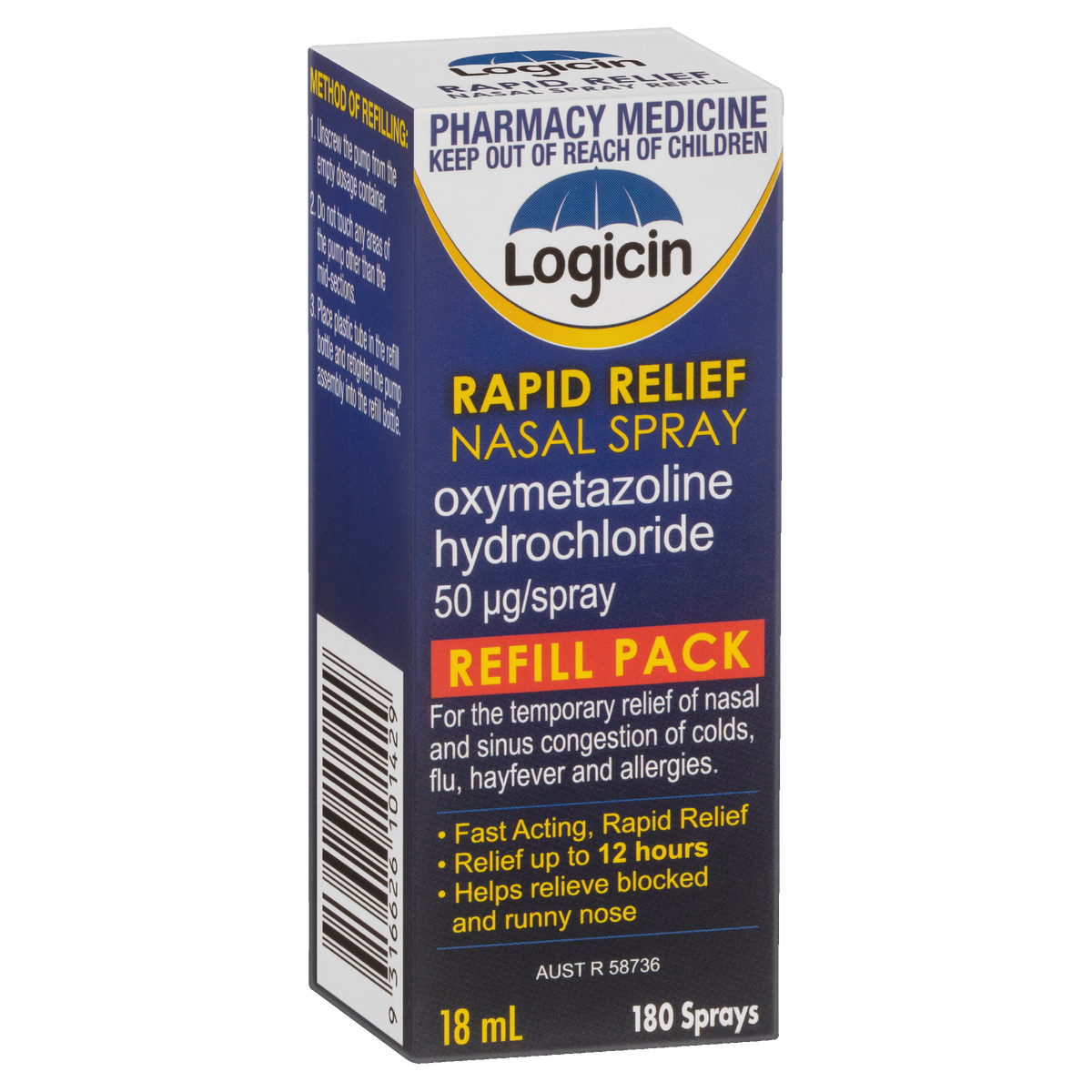 Buy Logicin Rapid Relief Nasal Spray Refill 18mL – Alive Pharmacy Warehouse