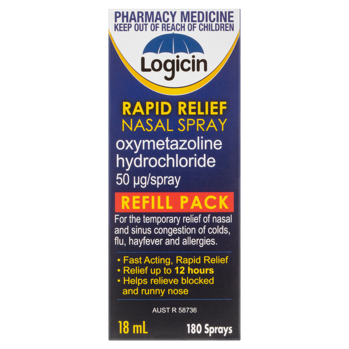 Buy Logicin Rapid Relief Nasal Spray Refill 18mL – Alive Pharmacy Warehouse