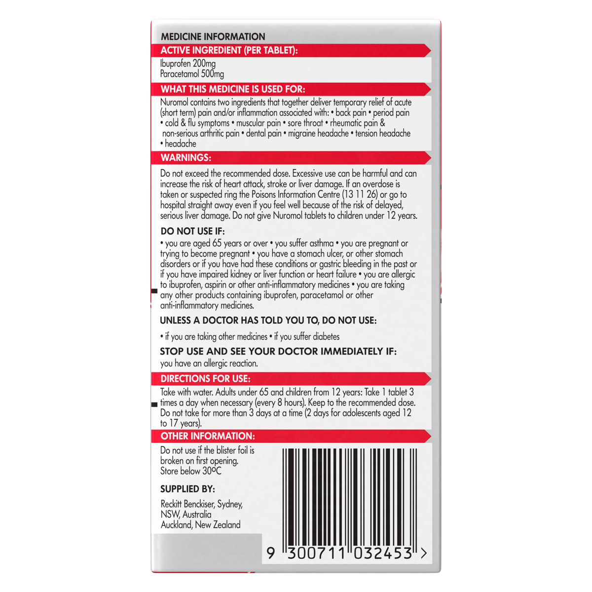 Buy Nuromol 12 Tablets – Alive Pharmacy Warehouse