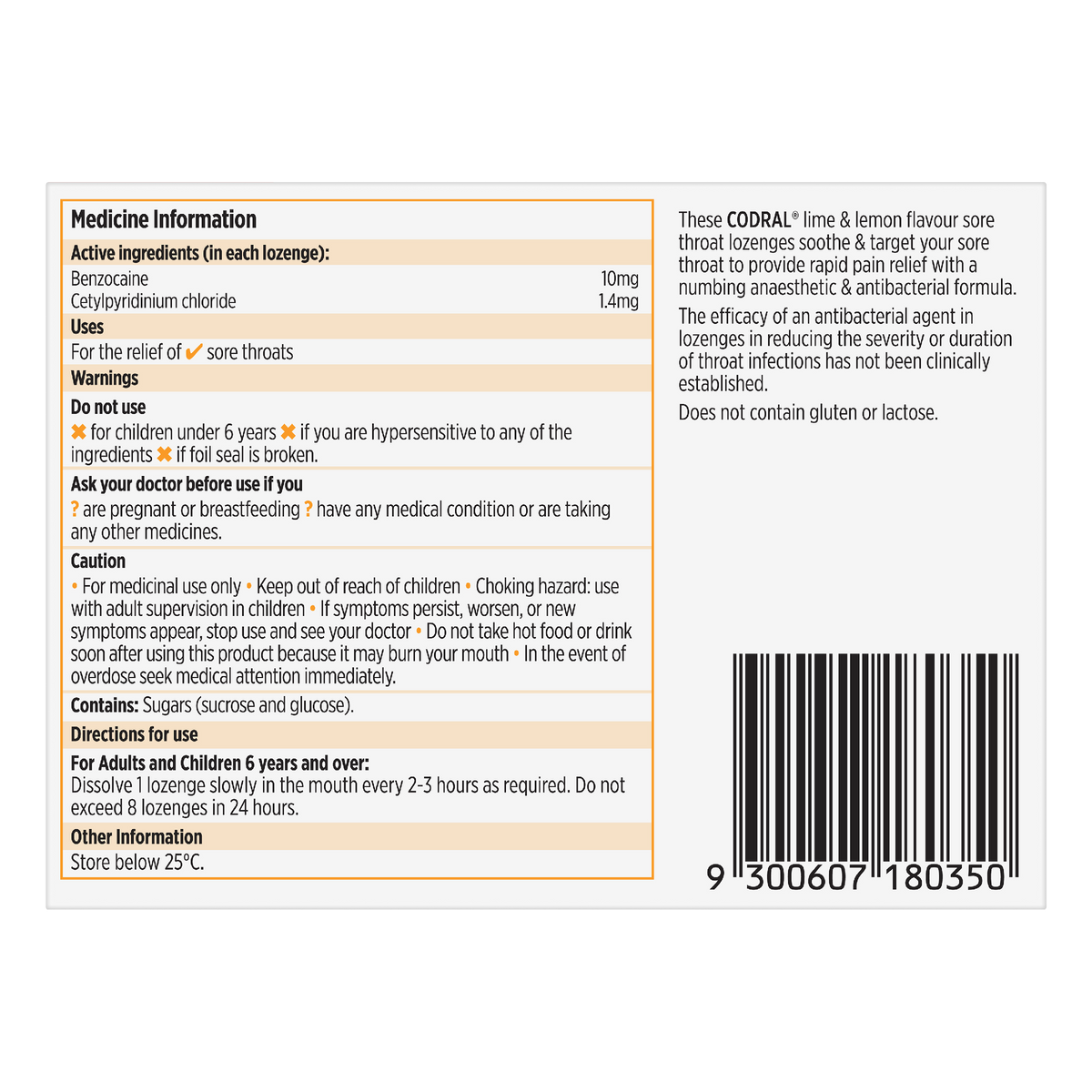 Buy Codral Sore Throat Lozenges Antibacterial Lime & Lemon 36 Pack ...