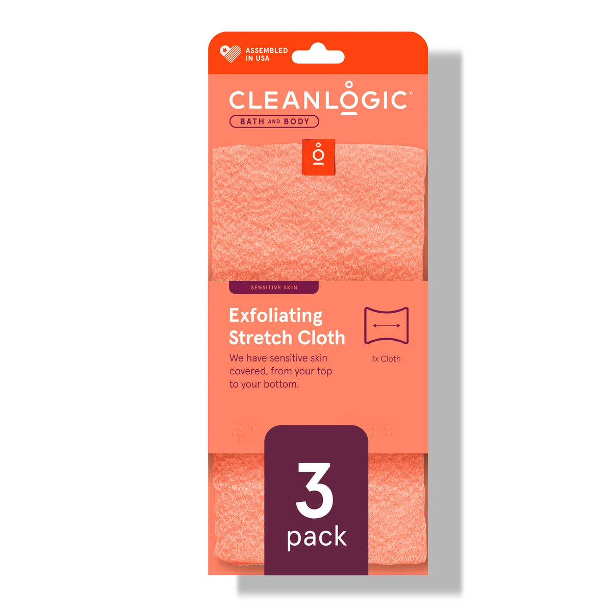 Cleanlogic Bath & Body Sensitive Skin Exfoliating Stretch Cloth 3 pack ...