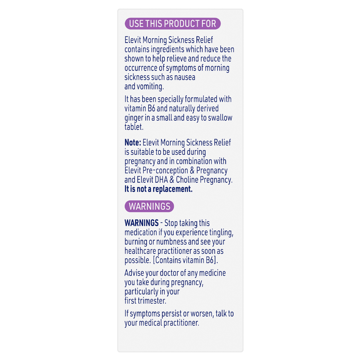 Elevit Morning Sickness Relief 60 Tablets – Alive Pharmacy Warehouse