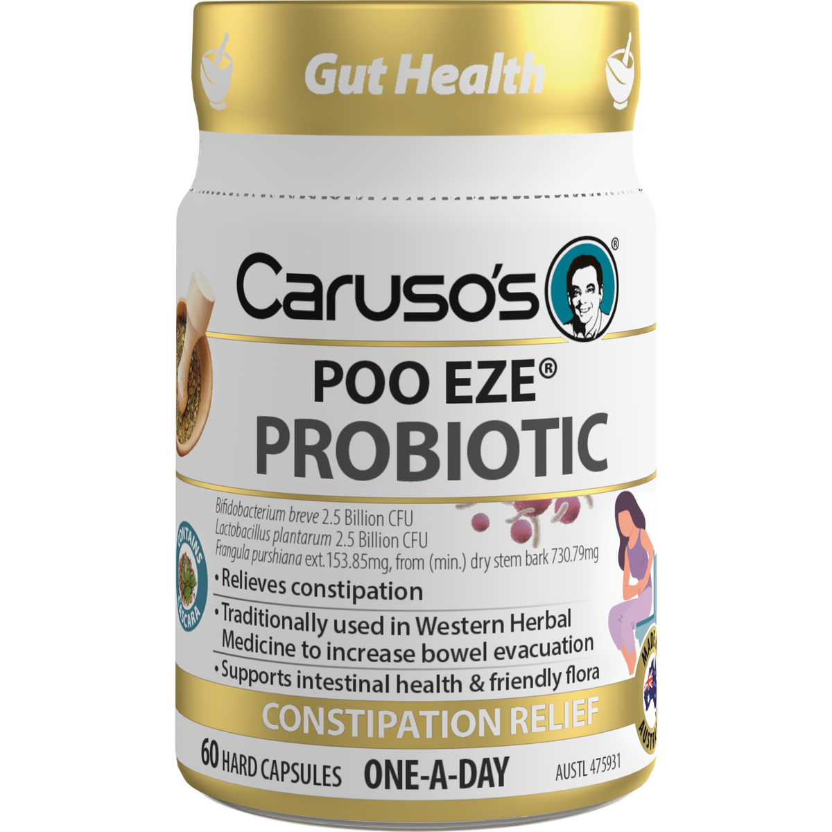 Caruso's Probiotic - Poo Eze 60 Capsules – Alive Pharmacy Warehouse