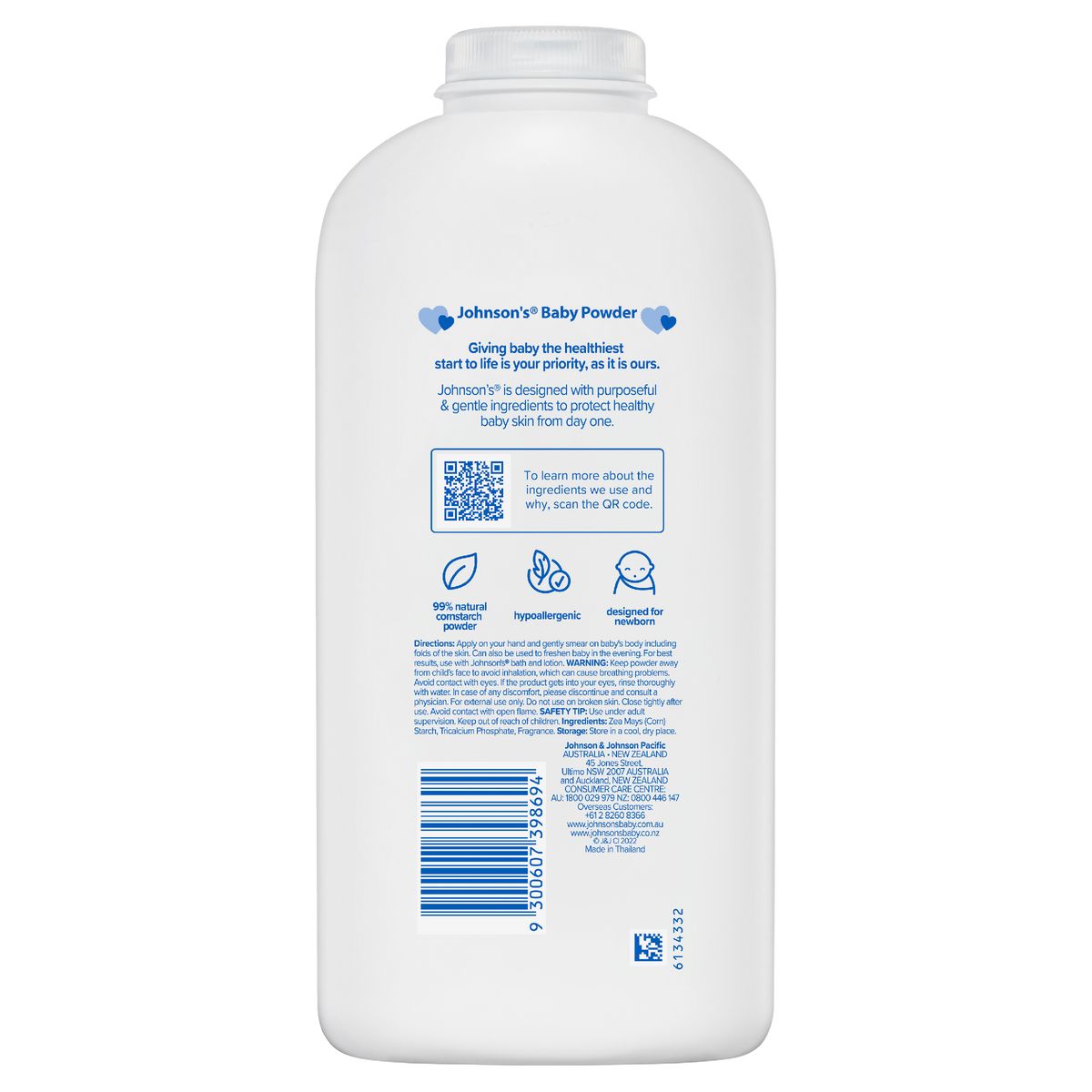 Buy Johnson’s Baby Pure Cornstarch Moisture Absorbing Baby Powder 600g ...