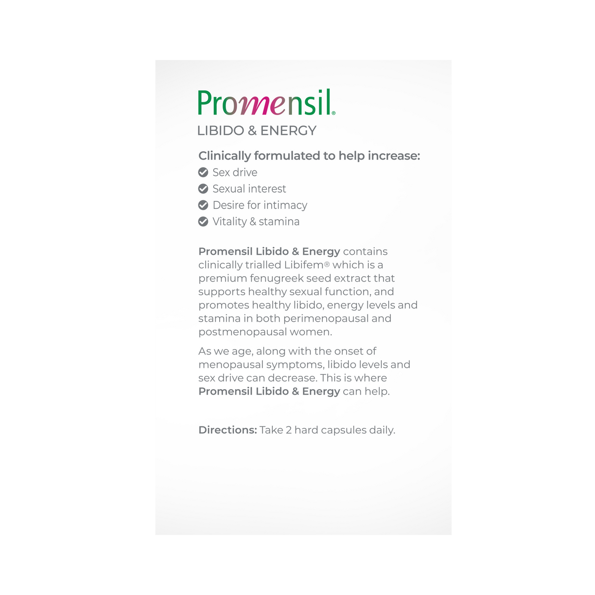 Promensil Libido + Engery 60 Tablets – Alive Pharmacy Warehouse