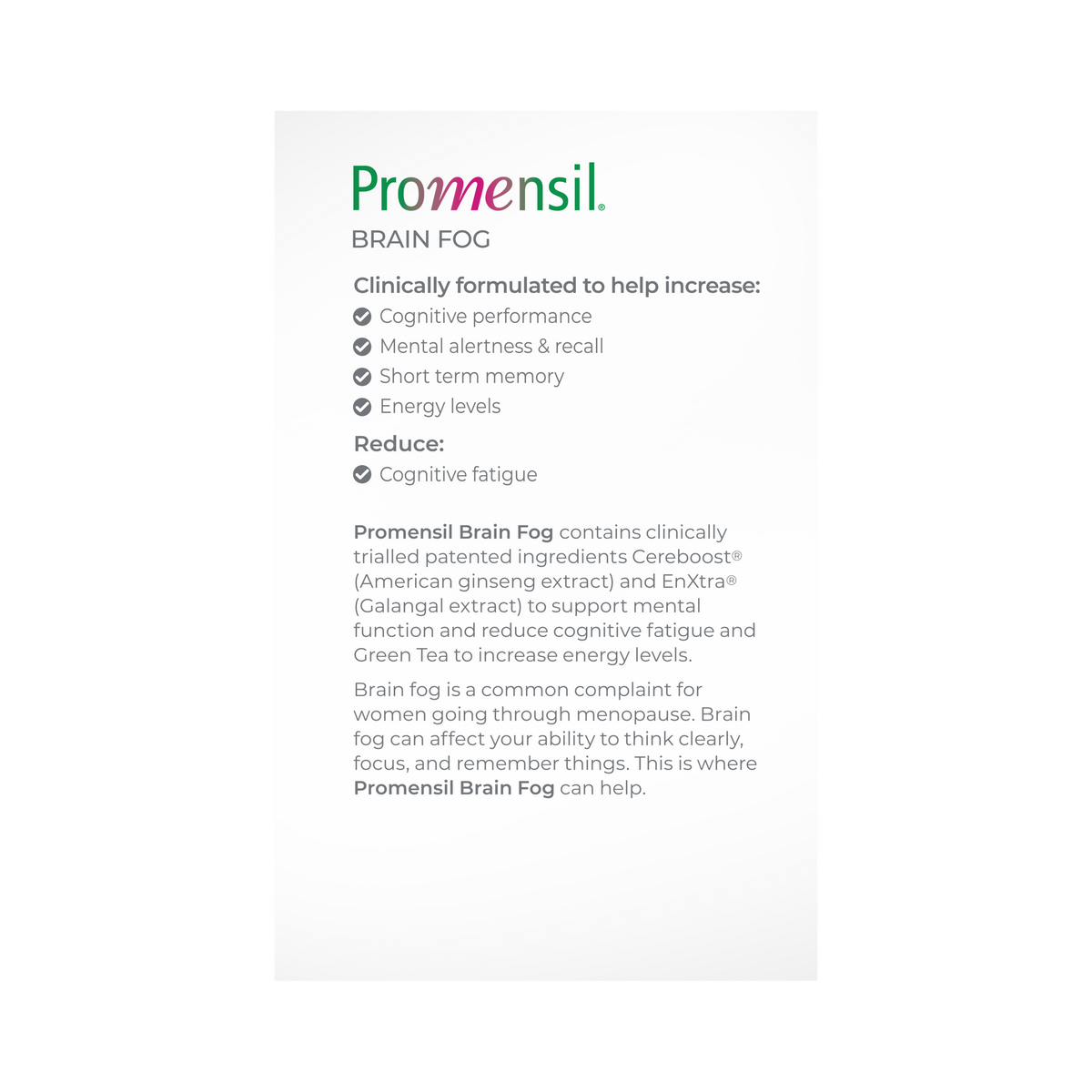 Promensil Brain Fog 60 Tablets – Alive Pharmacy Warehouse