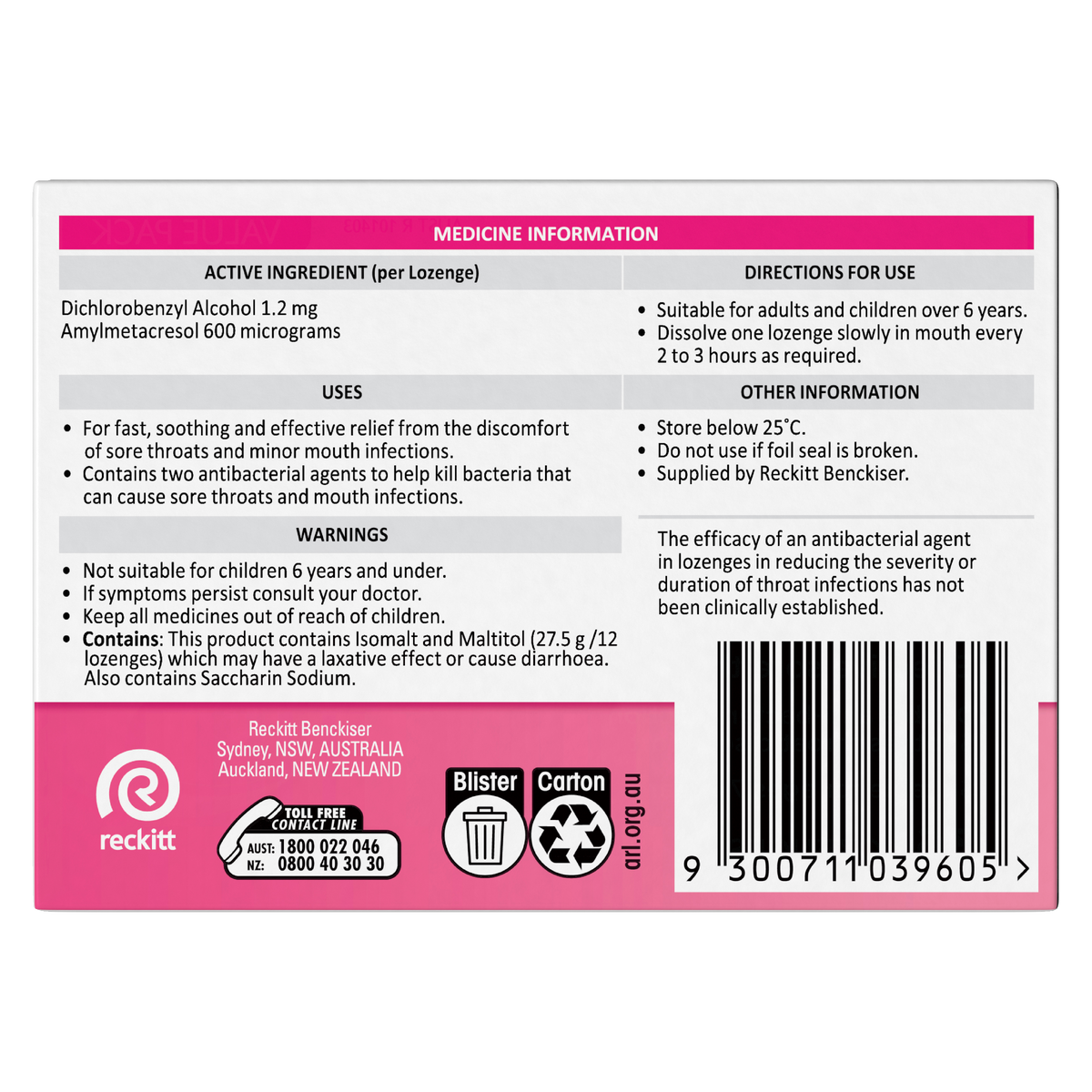 Buy Strepsils Sore Throat Sugar Free Antibacterial Strawberry Lozenges ...