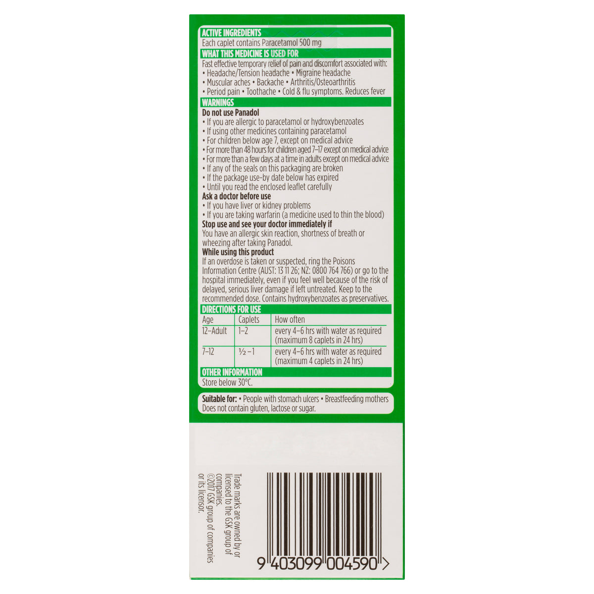 Buy Panadol Optizorb Paracetamol 500mg 20 Caplets – Alive Pharmacy ...