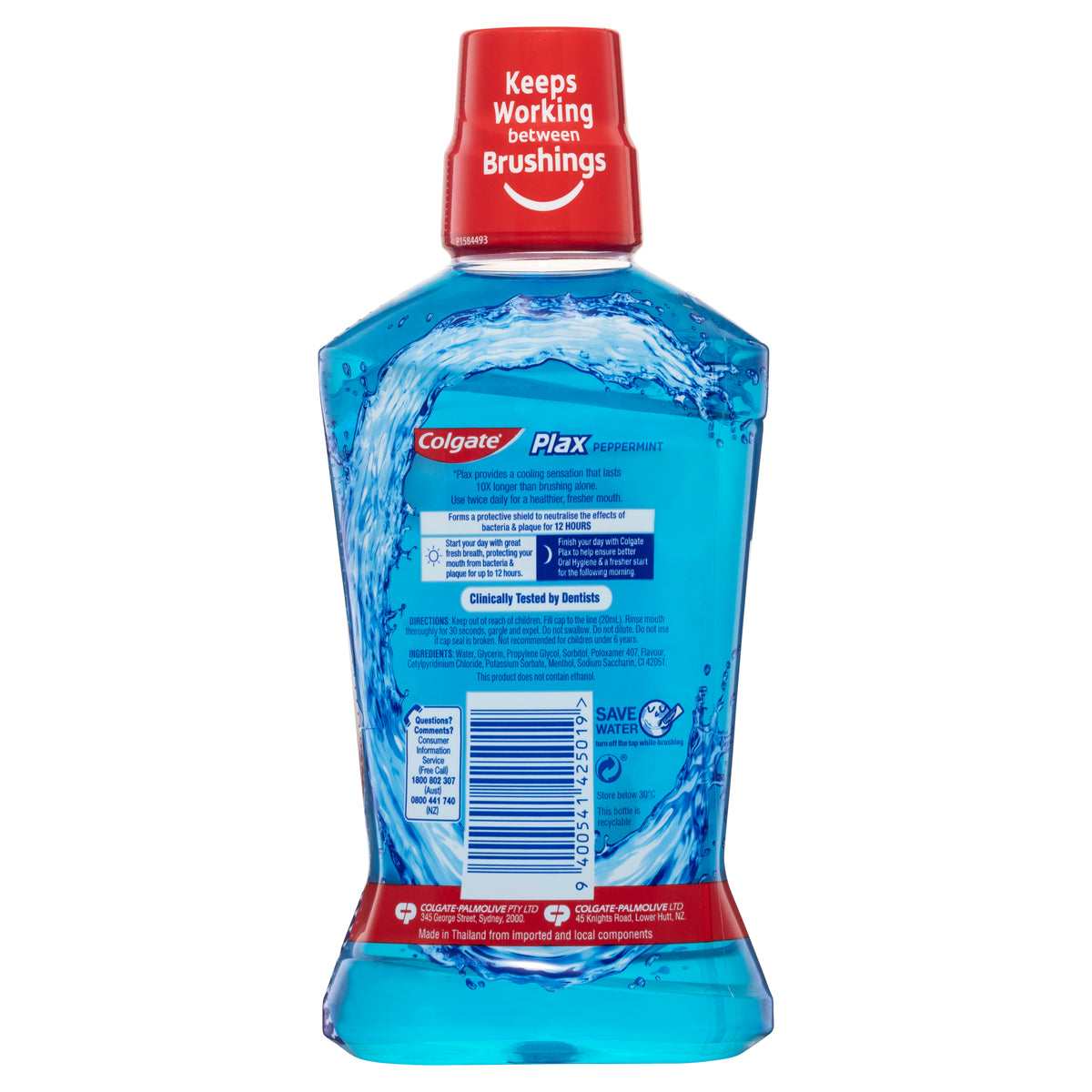 Buy Colgate Plax Antibacterial Alcohol Free Mouthwash Peppermint 500mL ...