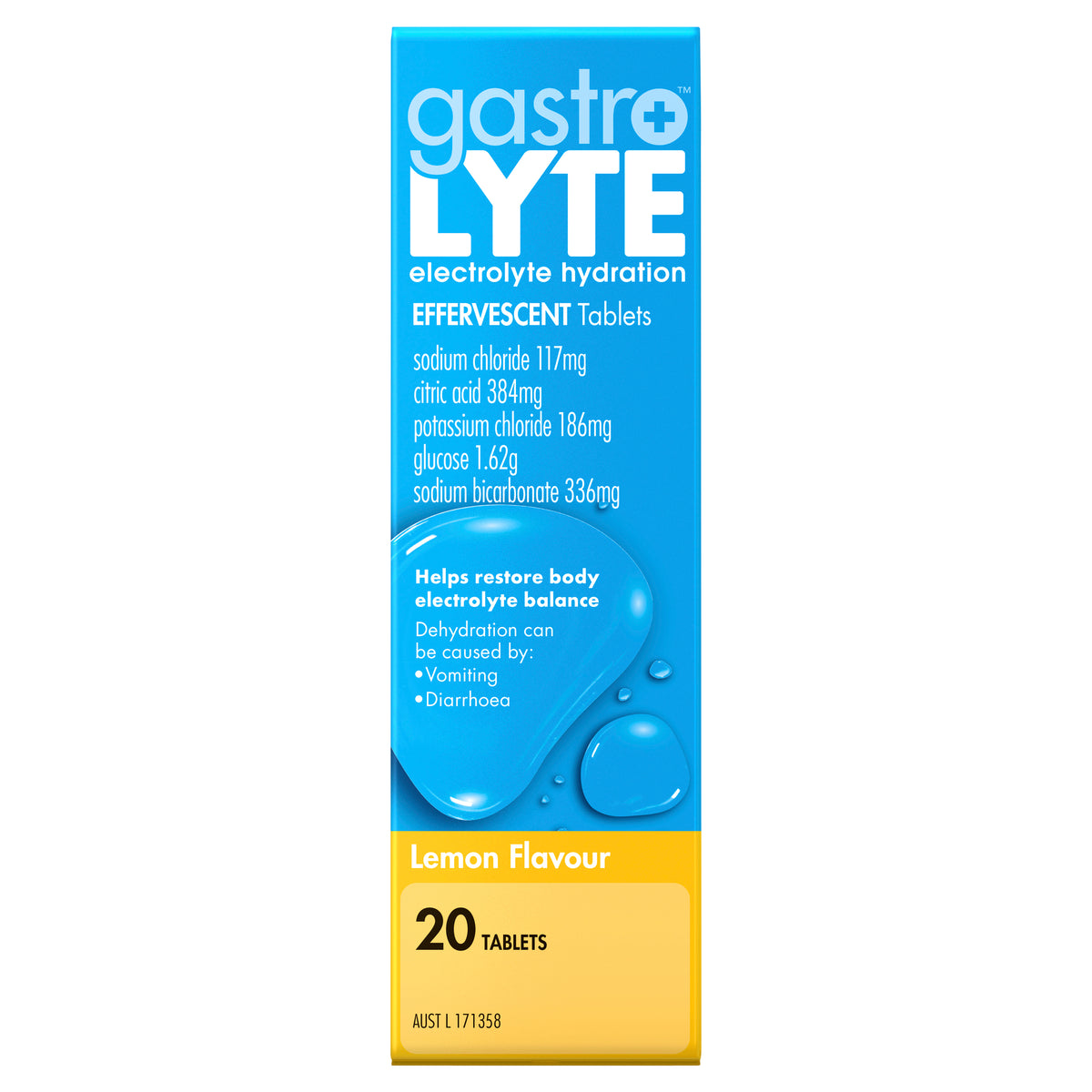 Buy Gastrolyte Electrolyte Hydration Effervescent Tablets Lemon 20 ...