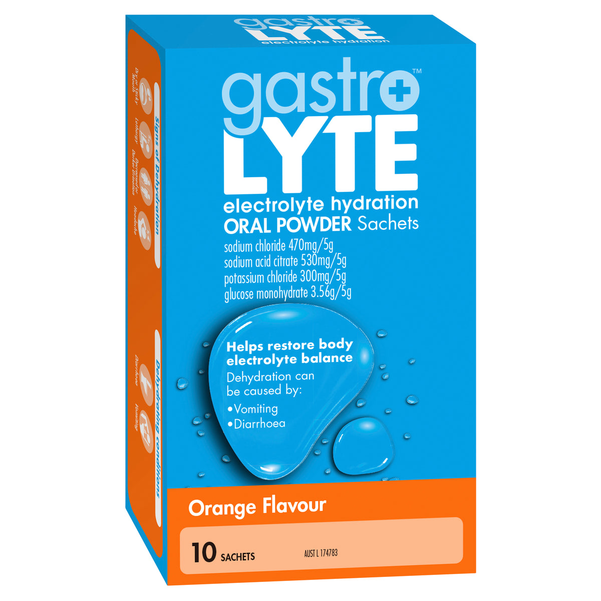 Buy Gastrolyte Electrolyte Hydration Oral Powder 10 Sachets Orange ...