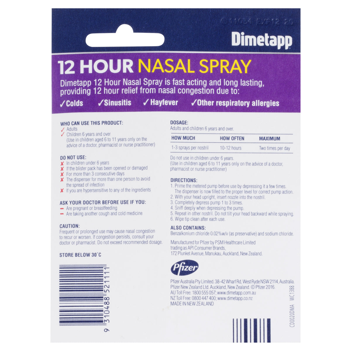 Buy Dimetapp 12 Hours Nasal Spray 20mL – Alive Pharmacy Warehouse