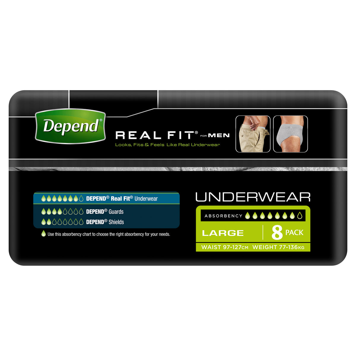 Buy Depend Real Fit For Men Underwear, Heavy Absorbency, Large, 8 Pants ...