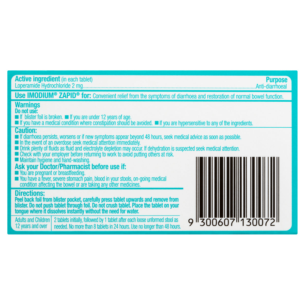 Buy Imodium Zapid 2mg 12 Tablets – Alive Pharmacy Warehouse