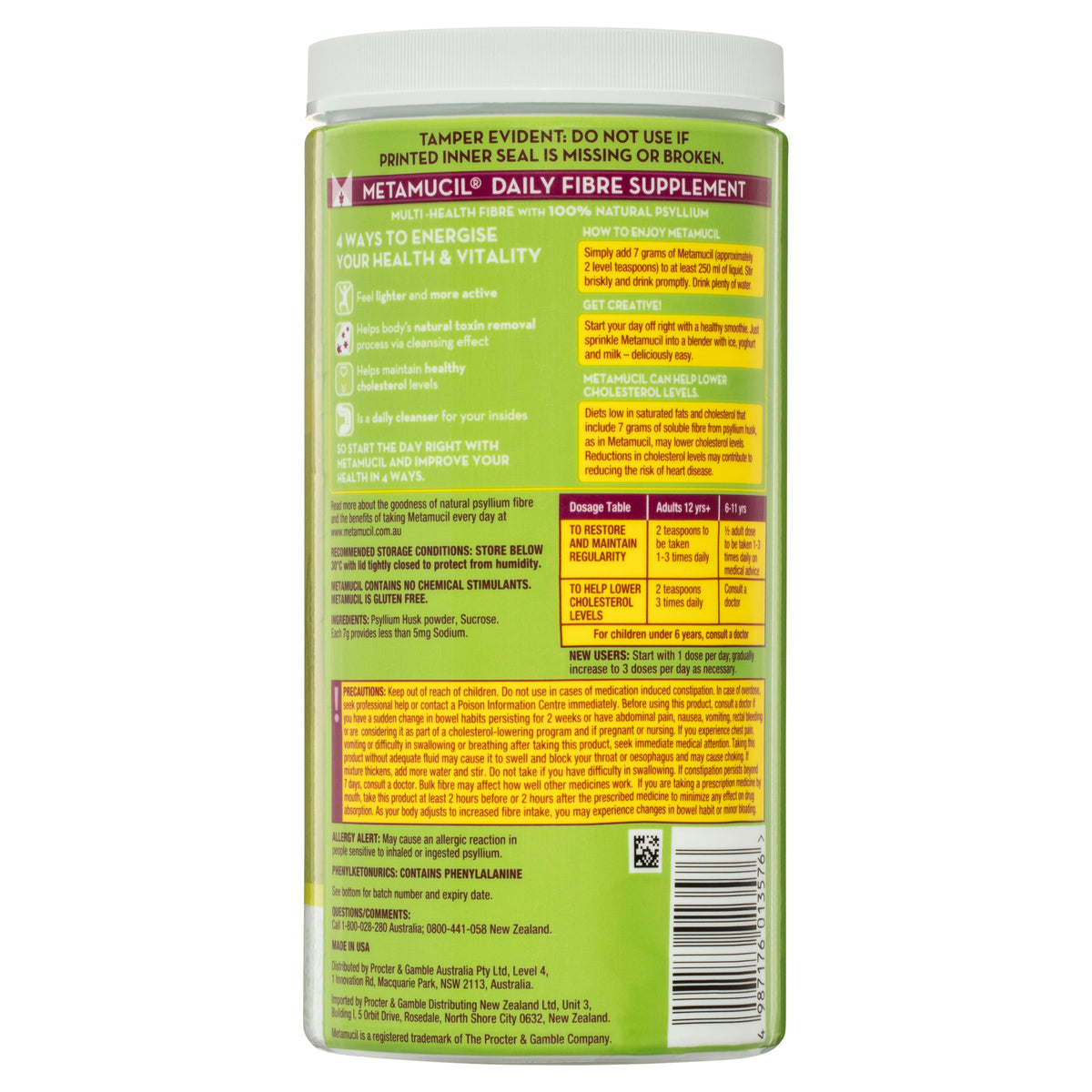 Buy Metamucil Daily Fibre Supplement Natural Granular 114 Doses – Alive ...