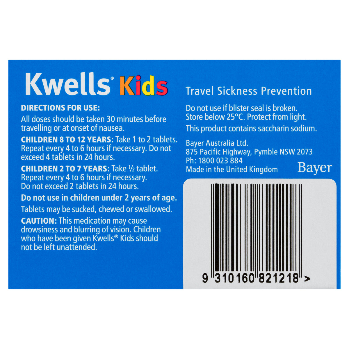 Buy Kwells Kids Travel Sickness 12 Chewable Tablets – Alive Pharmacy ...