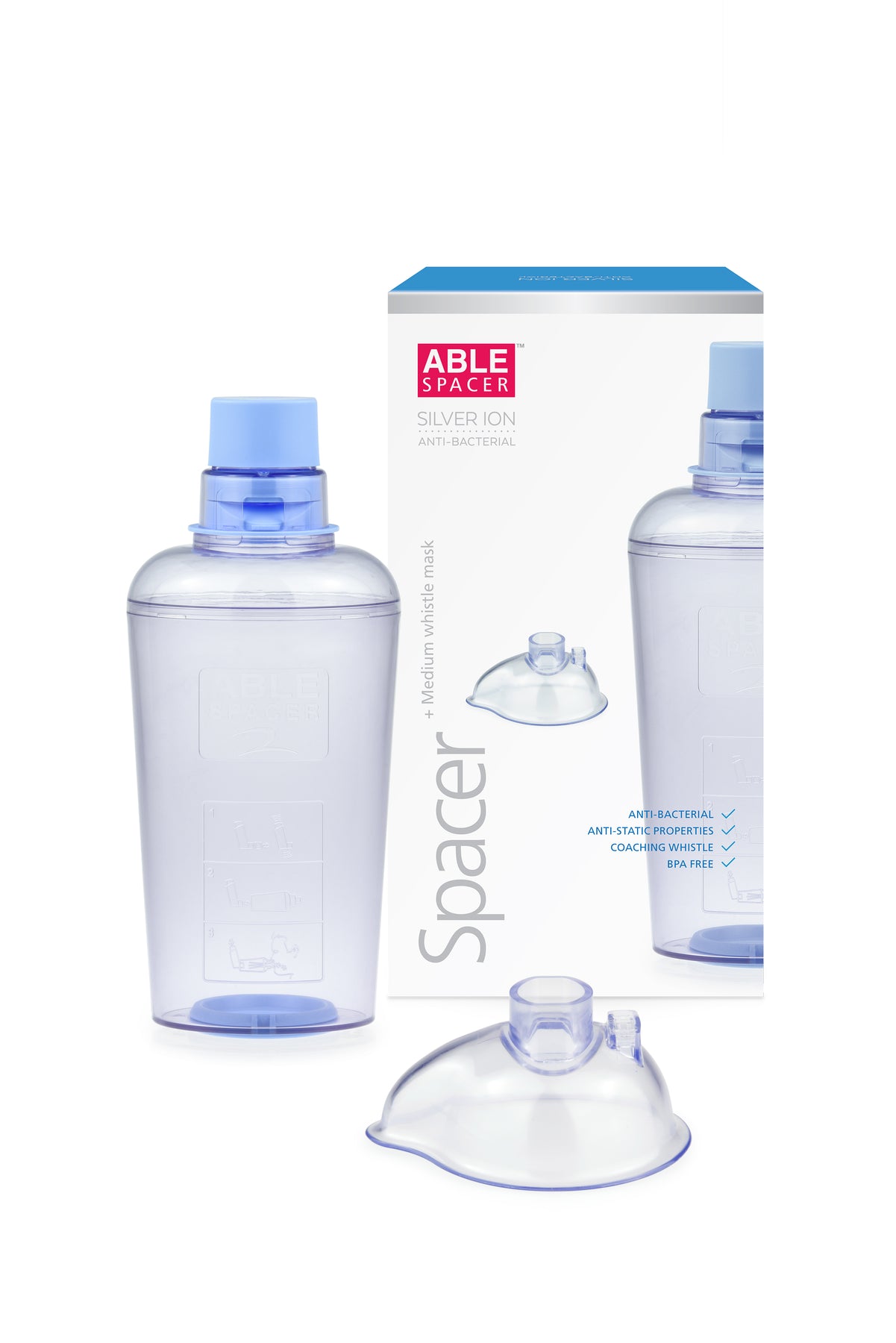 Able Healthcare Spacer With Medium Whistle Mask – Alive Pharmacy Warehouse